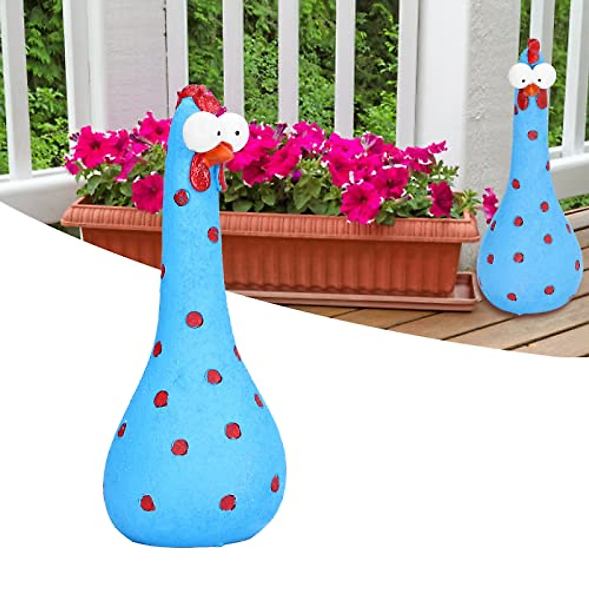 Chicken Statue, Big Eye Chicken Long Neck, Microlandschaft Hand Crafted Resin Animal Garden Statues for Garden Yard Art Decoration(Blue)