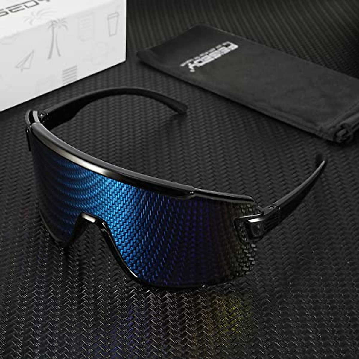 Karsaer Vision Big Shield Wraparound Sunglasses Rave for Men Women Neon Sun Visor Glasses Cycling Ski Shades 80s 90s