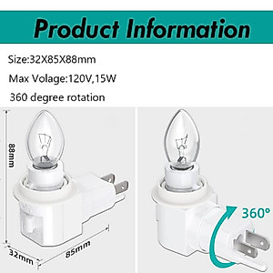Plug in Night Light,TWDRTDD Adjustable E12 Base Socket Night Light with On/Off Switch for Making Decorative Night Lights (Glass Ring,3Pin Plug, White)