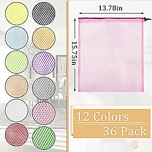 36 Pcs Mesh Laundry Drawstring Bag 13 x 15.5 Inch Mesh Equipment Bag Nylon Net Bag with Cord Lock Closure for Beach Travel Pool Toy Storage