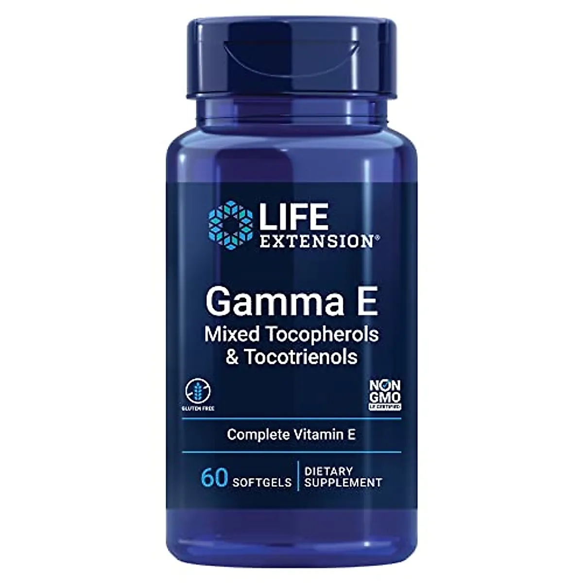 Life Extension Gamma E Mixed Tocopherols & Tocotrienols - Complete Spectrum of Vitamin E for Antioxidant Protection - Gluten-Free, Non-GMO - 60 Softgels