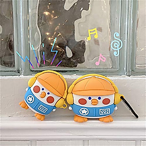 Oqplog for Airpod 2/1 for AirPods Case 3D Cute Fun Cartoon Fashion Funny Character Air Pods 2&1 Cover Design for Girls Women Teen Boys Kids Unique Kawaii Trendy Animal Soft Silicone Cases – Hat Duck