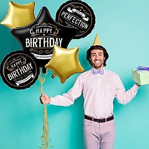 Happy Birthday Decorations for Men，Black and Gold Better With Age Foil Balloon，Adult Birthday Party Decorations