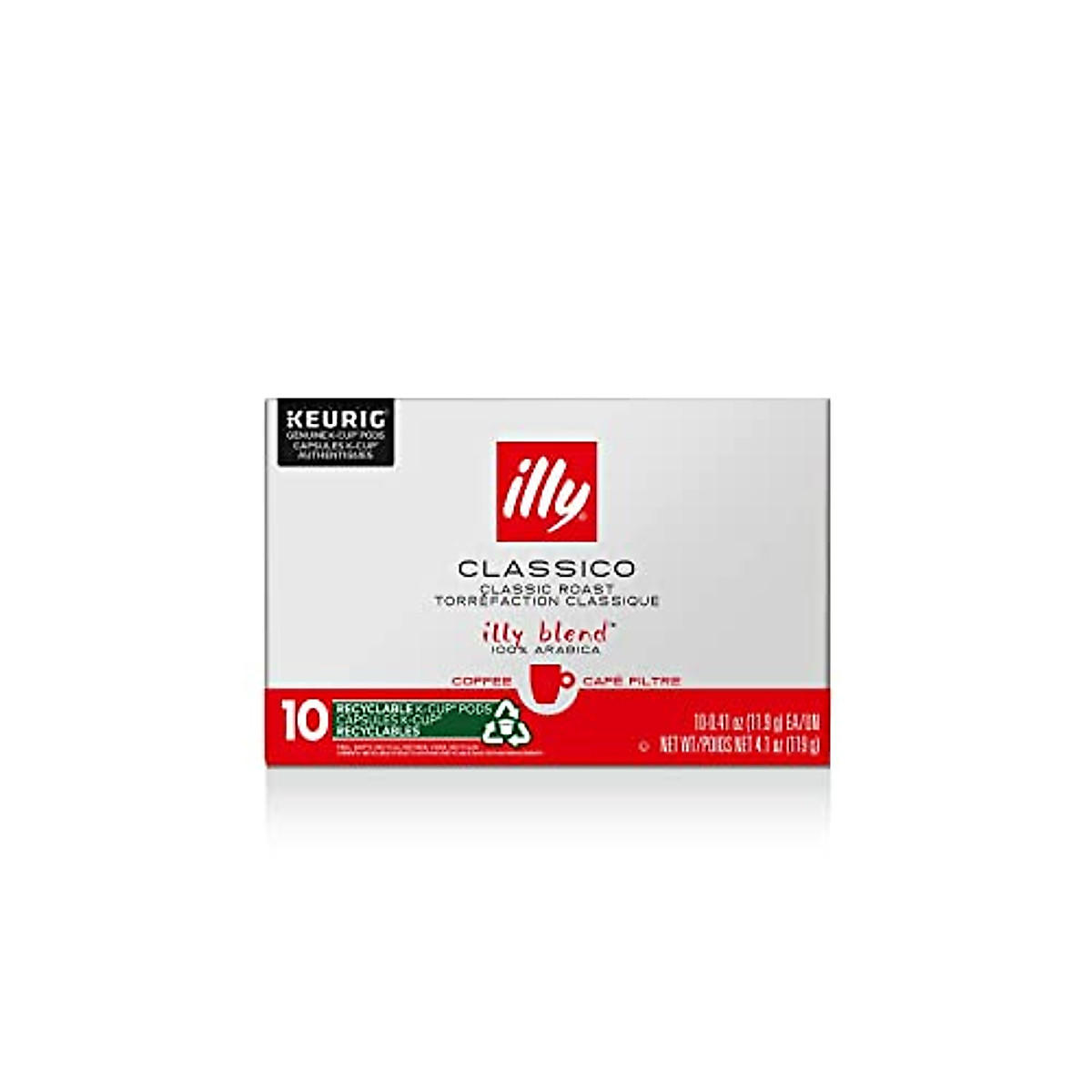 illy Coffee, Smooth and Balanced, Classico Medium Roast Coffee K-Cups, Made with 100% Arabica Coffee, All-Natural, No Preservatives, Coffee Pods for Keurig Coffee Machines,10 K-Cup Pods (Pack of 1)