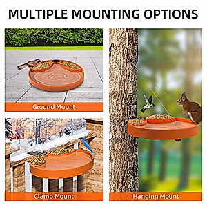 hodzumrac Heated Bird Bath, 75W Thermostatically Controlled Birdbath Heater with 2 Food Trough, Heated Bird Feeder for Winter Outdoor Patio Lawn & Garden Decoration, with Mounting Hardware