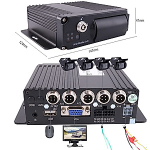 JOINLGO 4-CH H.265 1080P AHD Car Camera System Mobile Vehicle Car DVR Loop Real-time Video Record 4Pcs 2.0MP HD Waterproof IR Rear Back Side View Car Cameras 7 inches VGA Monitor (H.265 mdvr)