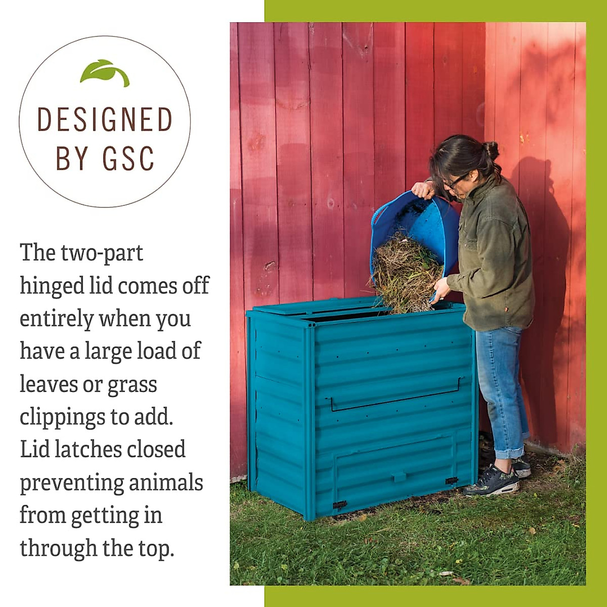 Gardener's Supply Company Demeter Metal Compost Bin | Weatherproof Powder-Coated Galvanized Steel Large Outdoor Composter | 36" W x 20" D x 32" H - Steel Blue
