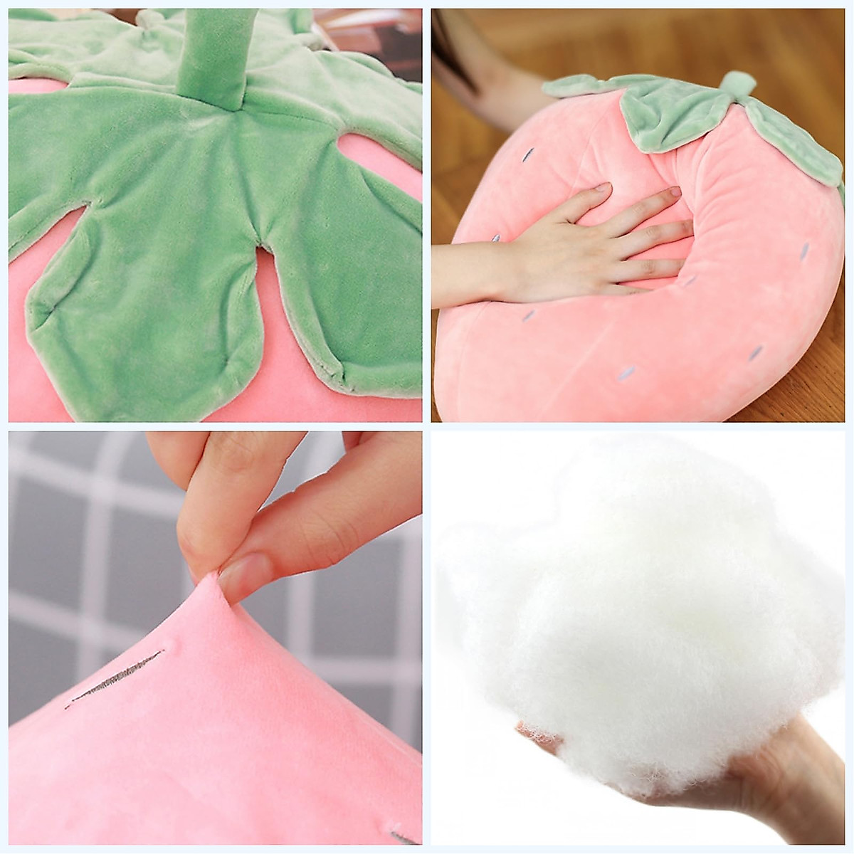 Fawowe Strawberry Plush Pillow Super Soft Fruit Strawberry Stuffed Toy Cute Strawberry Plushie Hugging Pillow Cushion for Kids Toys, 7.8inch