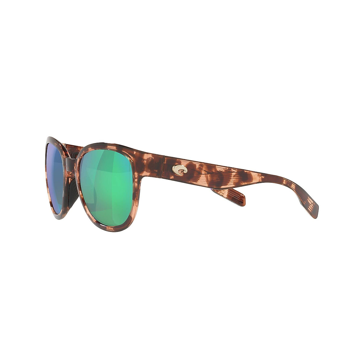 Costa Del Mar Womens Salina Rectangular Sunglasses, Coral Tortoise/Polarized Green Mirrored 580G, 53 mm