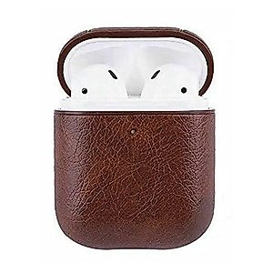Victory Furrier AirPods Case Cover for AirPod Premium Leather with Keychain Shockproof Protecting & Supports Wireless Charging, (Dark Brown)
