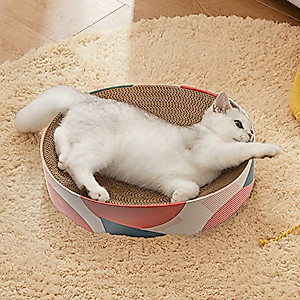 MSBC Cat Scratcher Carboard Bed Lounge Couch for Indoor Cats Oval Shape 17"x13", Kitty Cat Scratching Pad Recycle Corrugate Scratcher Long Lasting Furniture