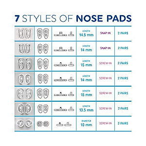 Eyeglass and Sunglass Repair Kit by SQV - Most Complete Glasses Family Kit - 5 Types of Mini Screws, Tweezers, Screwdriver, 7 Styles of Nose Pads, Lens Cleaner, Anti-Slip Strap & Temple Tips (Basic)