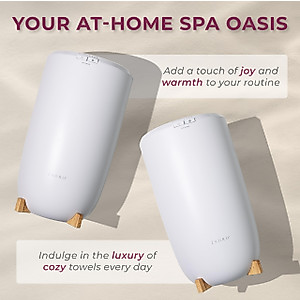 Zadro Large Hot Towel Warmer Bucket Timer Electric Towel Warmer for Bathroom Auto-Shut Off Heated Towel Warmer Spa (Large | 20L | 12" Dia. x 21" Tall, White/Blue)