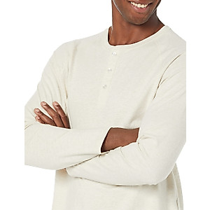 Amazon Essentials Long Sleeve Shirt for Men, Regular-Fit Henley, Available in Big & Tall, Oatmeal Heather, Medium