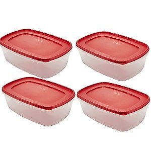 Rubbermaid 7J77 Easy Find Lid Rectangle 40-Cup 2.5 gallon Food Storage Container (Pack of 4)