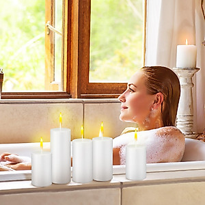 MTLEE 18 Pcs White Pillar Candles Long Burning Candles Bulk Unscented Candles for Wedding Church Party Spa Lantern Fireplace Restaurants Home Household Decor 2 x 3 Inch, 2 x 4 Inch, 2 x 5 Inch