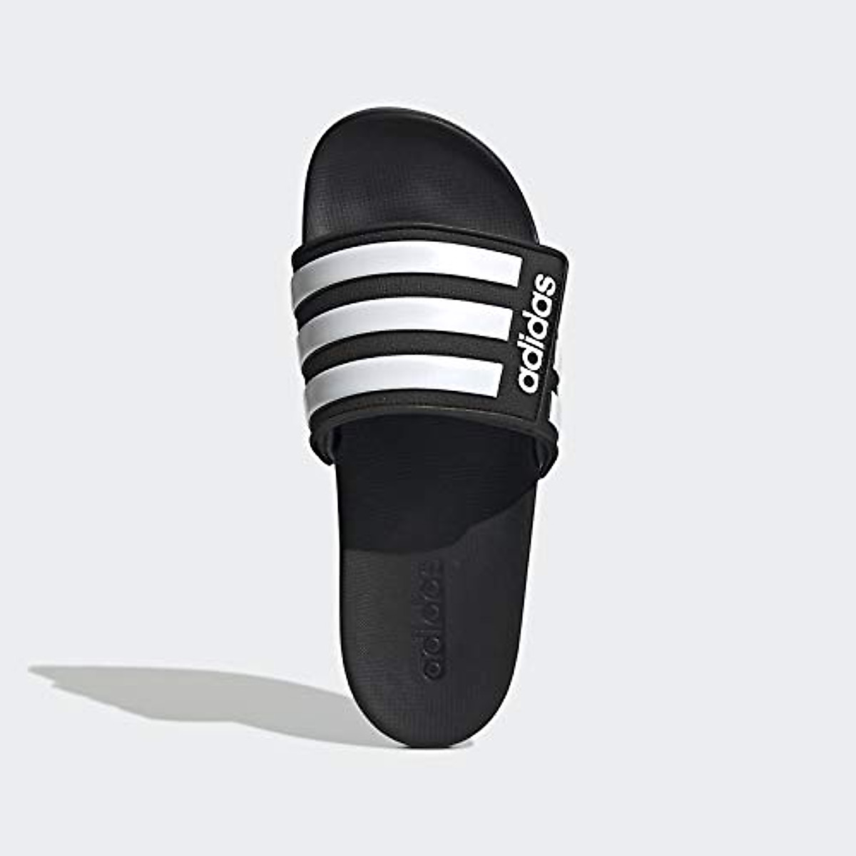 adidas Men's Adilette Comfort Adjustable Slides, Core Black/White/Grey, 10