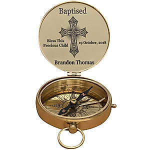 De Cube Personalized Engraved Compass, Baptism Gift, Christmas giftt, Missionary, Birthday, Confirmation, Graduation Gift, Compass Size 3 inches DAD Gift