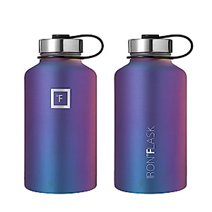 IRON °FLASK Sports Water Bottle - 64 Oz 3 Lids (Straw Lid), Leak Proof - Stainless Steel Gym & Sport Bottles for Men, Women & Kids - Double Walled, Insulated Thermos, Metal Canteen