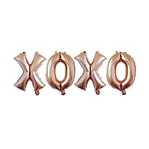 Dzrige 16 Inch XOXO Balloons,Valentine's Day Mylar Foil Letter Balloons for Valentine Party Wedding Bridal Showers Engagement Anniversary Decor Supplies (Rose Gold)