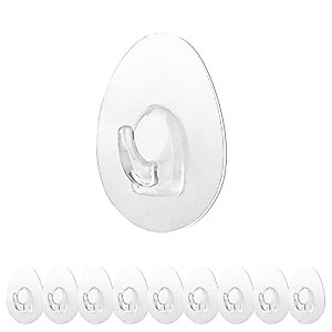 VENUSDALI Wall Hanging Hooks 12 lb (Max) Reusable Heavy Large Self-Adhesive Hook 10 Packaging, Bbathroom Waterproof Sticky Hook, Kitchen Transparent Hook Curtain Door Coat Cap for Easy Organization