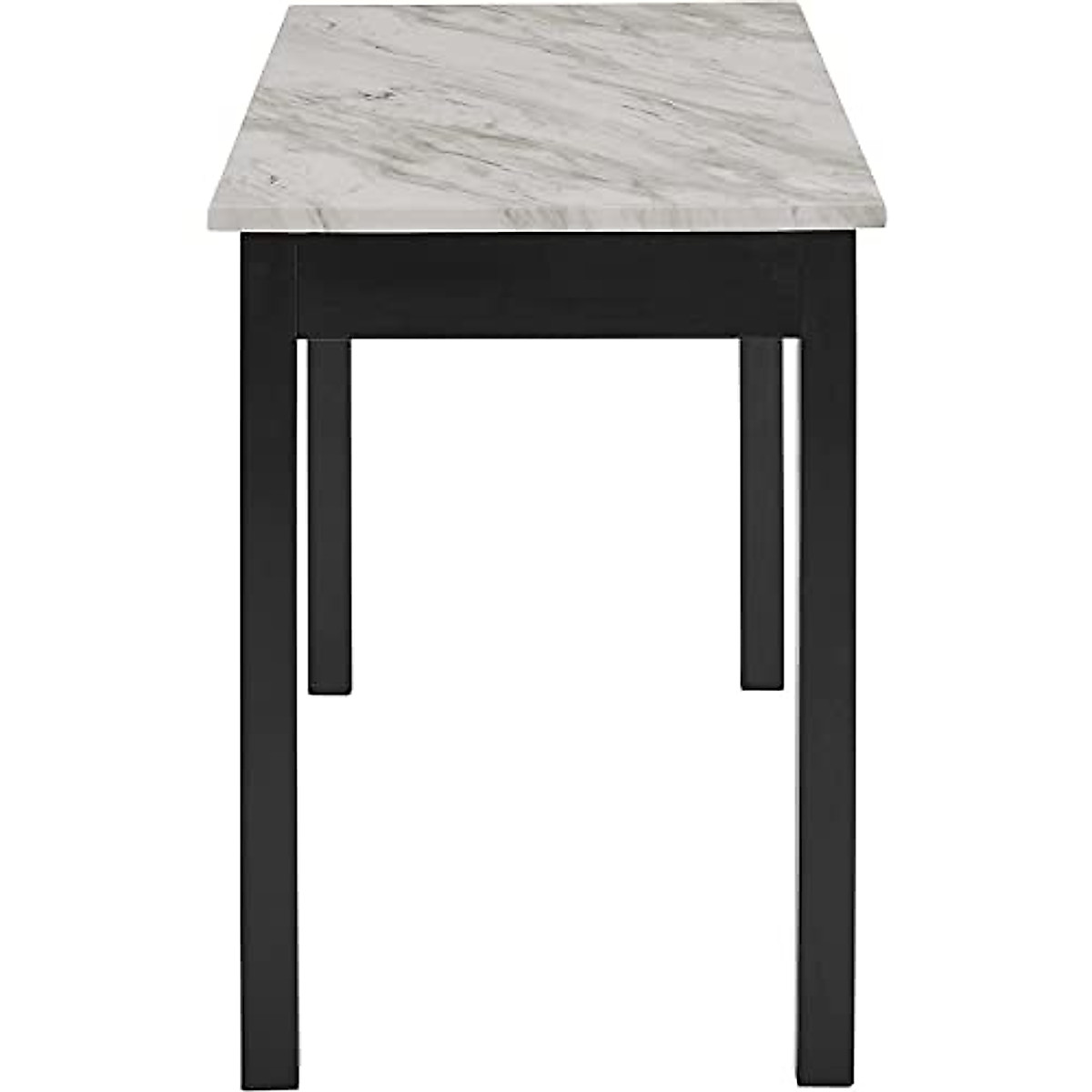 New Classic Furniture Celeste Faux Marble Writing Table Desk for Home Office, White/Gray with Black Base