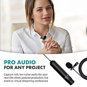 Movo LV4-C Cardioid XLR Lavalier Microphone Phantom Power with Metal Lapel Clip and Windscreen Accessories - Great External Lav Mic for Music, Podcast, Live Stream, Filming or YouTube Recording