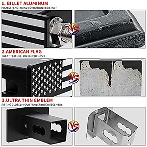 UOBMALL Heavy American Flag Metal Trailer Hitch Cover for 2 inch Receivers with Stainless Steel Pin Bolt
