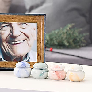 youdear memorials Marble Style Small Urns for Human Ashes - 1.6'' Handicrafted Urns - Beautiful Tiny Keepsake Urns - Mini Urns Made of Ceramic - Hold 1.2 Cubic Inches of Ashes (Set of 4)