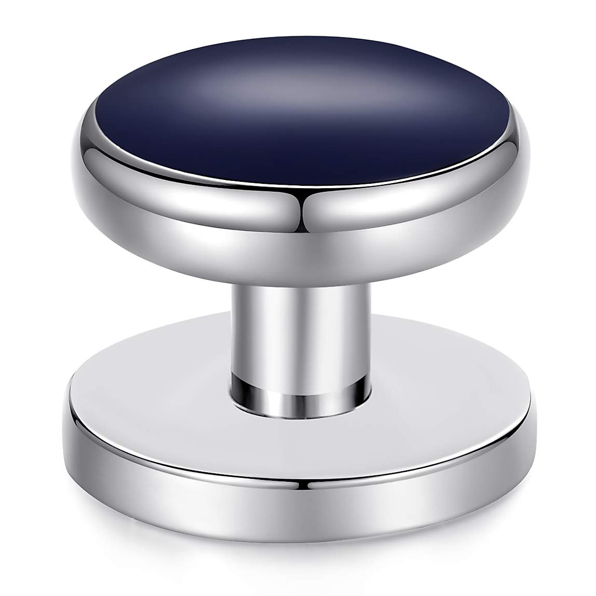 HONEY BEAR 8pcs set Cufflinks And Studs - Black Onyx, for Men Shirts Tuxedo Wedding Gift (Navy Blue with Silver)