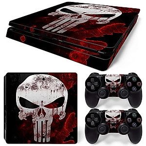 ZOOMHITSKINS Compatible with PS4 Slim Skin, Punisher Revenger Superhero Punishing, Durable & Fit, 3M Vinyl, Made in The USA