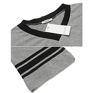 Ekouaer Men's Nightshirt Cotton Nightwear Comfy Big&Tall V Neck Short Sleeve Soft Loose Pajama Sleep Shirt,Men-grey,Large