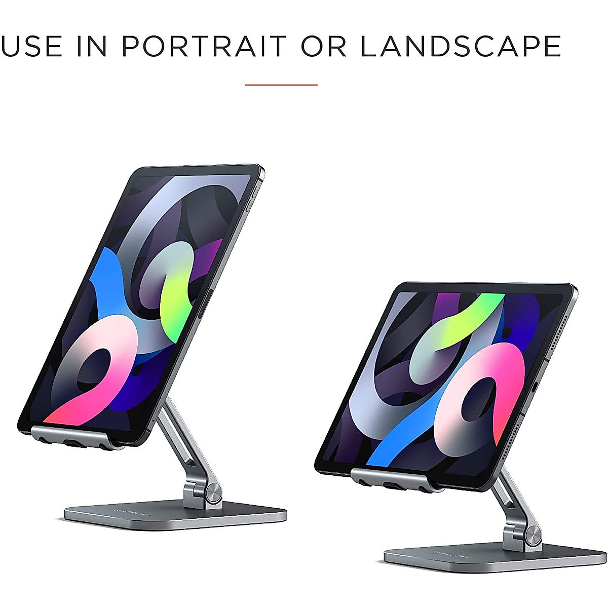 Satechi Aluminum Desktop Stand - Adjustable Tablet Mount with Protective Grips - Compatible with All iPad and Tablet Models, iPad Pro M2/ M1, iPad Air M1, iPad Mini, iPhone 16/15/14/13/12 and More