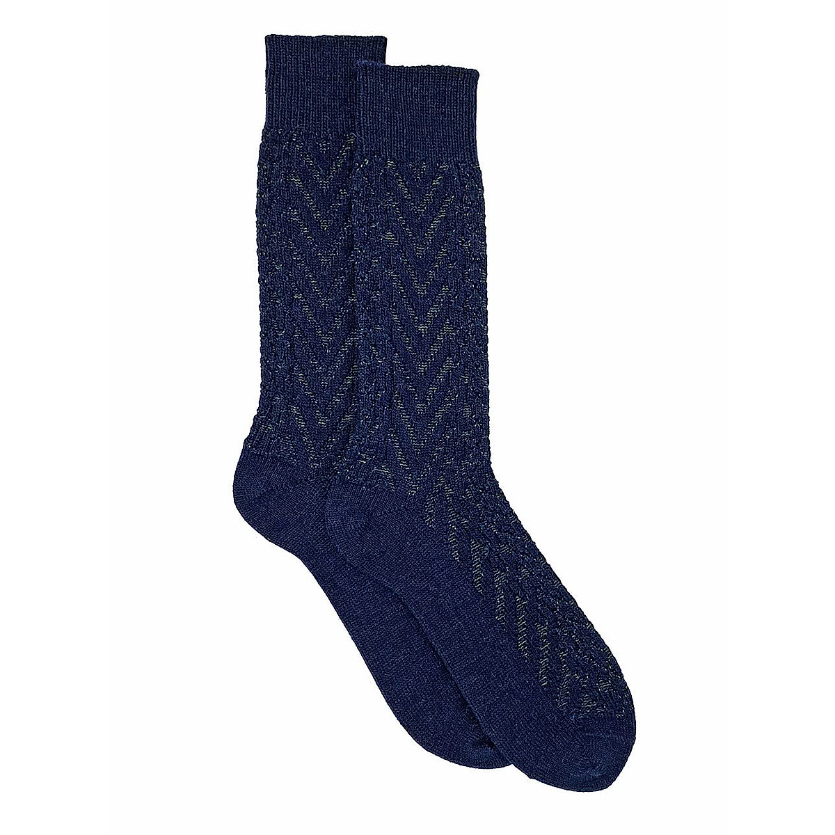 WARRIOR ALPACA SOCKS - Two-Tone Texture Socks Alpaca Wool Socks (Large, Navy/Olive)