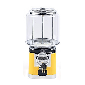 Candy Gumball Vending Machine, Commercial Candy Dispenser Machine, Automatic Candy Gumball Machine Bubble Gum Machine for Gaming Stores (Yellow)