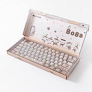 YUNZII Boba Dye Sub PBT Keycaps,154 Full Keys Dye Sublimation PBT Custom Keycaps with Key Puller for Cherry Gateron MX Switches Mechanical Gaming Keyboard (Cherry Profile, Boba)
