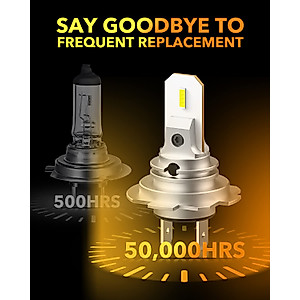 OXILAM H7 LED Bulbs 400% Brighter, 6500K Cool White 8 LED Chips No Dark Spot, 1:1 Size No Adapter Required, All-in-One Forward Light Fog Lights Replacement, Pack of 2