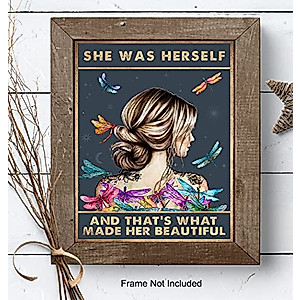 Inspirational Positive Quotes Wall Art & Decor - Encouragement Gifts for Women, Teens, Girls - Motivational Sayings Posters - Dragonfly Boho Decor - Hippie Bohemian Decor - Positive Affirmations