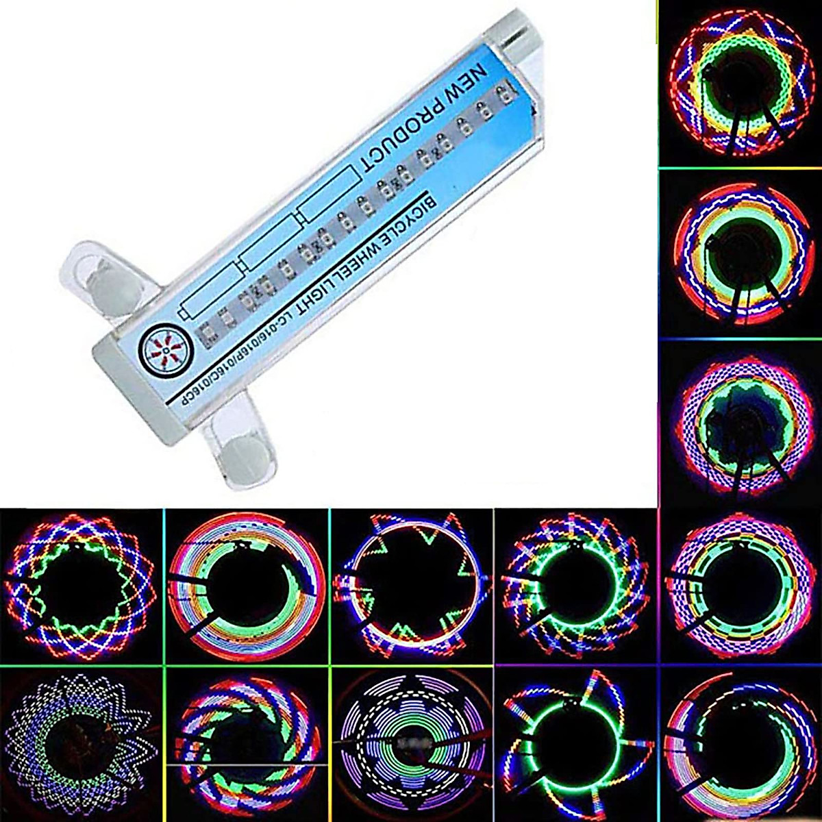 Bike Wheel Light Bicycle Motorcycle Bike Tyre Tire Wheel Lights 32 LED Flash Spoke Light Lamp 32 Different Patterns Change Outdoor Cycling Lights for Bike Wheel (1 Pack)