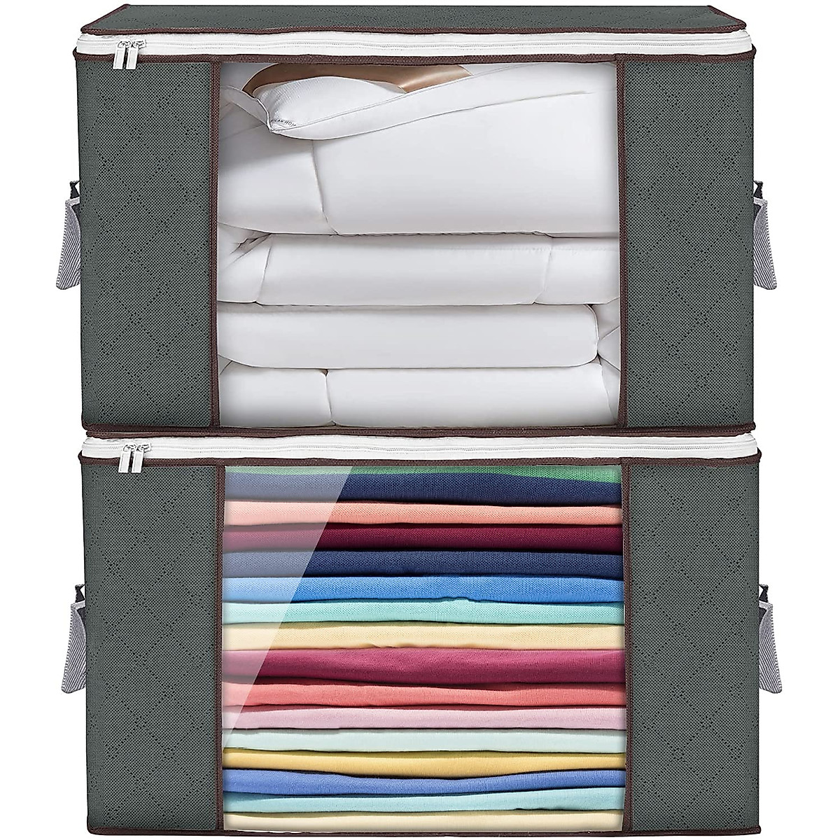 ZB.soar Enlarged Clothing Storage Bags,2Pcs 90L Thickened Storage Bags for Bedroom with Reinforced Handle Thick Fabric for Comforters, Blankets, Bedding, Foldable with Sturdy Zipper