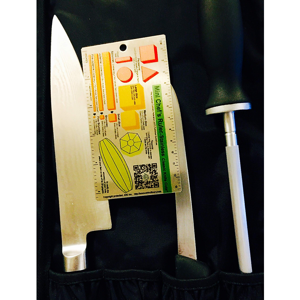 ARD Culinary Mini Chef’s Ruler-Stainless,Knife Cuts Ruler and Template,Cutting and Multi Culinary Applications Kitchen Reference Tool, for Culinary, Students,Profesdionals and Cooking Enthusiasts