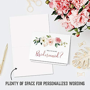 Hat Acrobat Bridesmaid Proposal Cards. 8 Will You Be My Bridesmaid and 2 Maid of Honor Cards with Envelopes. Set of 10 Elegant Floral Cards for the Bridal Party