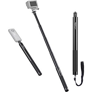 47.64" Action Cameras Selfie Stick Extendable for Insta360 Sports Camera, Selfie Vlogging Invisible Extension Pole