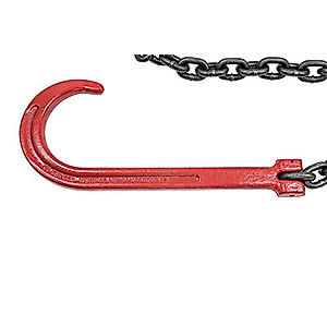 Mytee Products 3/8" x6' G80 15" Long Shank J Hook Tow Chain Recovery w/Eye Cradle Grab Hook - 7100 LBS WLL - Rollback Towing Chain for Car Wrecker Recovery Flatbed Trailers Truck - Towing Equipment