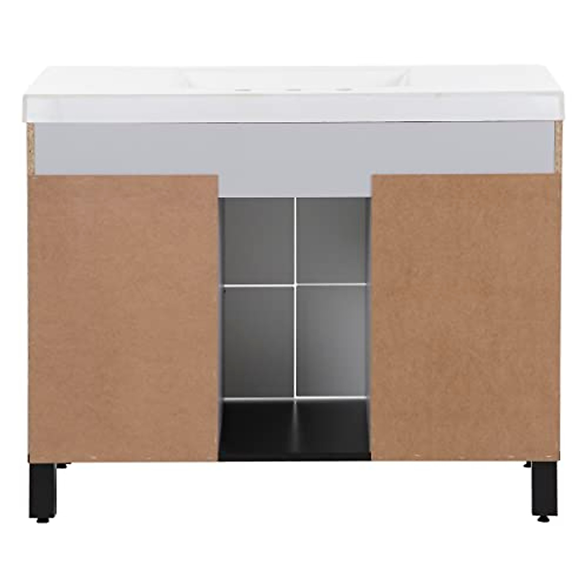 Spring Mill Cabinets D42V40259 Mayim Freestanding Bathroom Vanity with 4 Drawers and White Sink Top, Pearl Grey