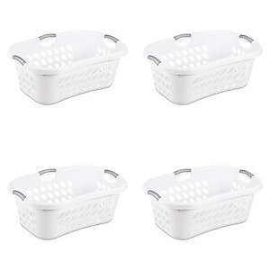 STERILITE 1.25 Bushel Hip Laundry Basket, White (Available in Case of 4 or Single Unit)