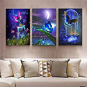 Adult 6-Piece DIY 5D Diamond Painting kit, Complete Diamond Painting, Diamond Painting Art, Wall Decoration, Butterfly (12x16inches)