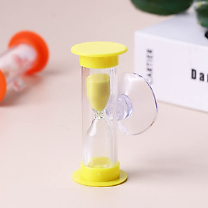 1 pcs Sucker Hourglass,2/3 Minute Sand Clock Glass Mini with Suction Cup for Toothbrushing Timing(3 Minute,Purple)