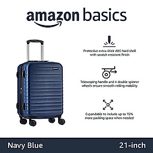 Amazon Basics 20-Inch Hardside Spinner, Navy Blue