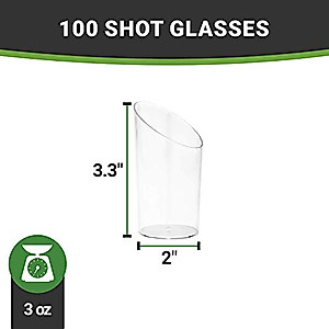 Restaurantware 3 Ounce Shot Glasses 100 Round Incline Cups - With Clear Finish Disposable Plastic Shot Glasses For Serving Samples At Wedding Banquets And Catered Events
